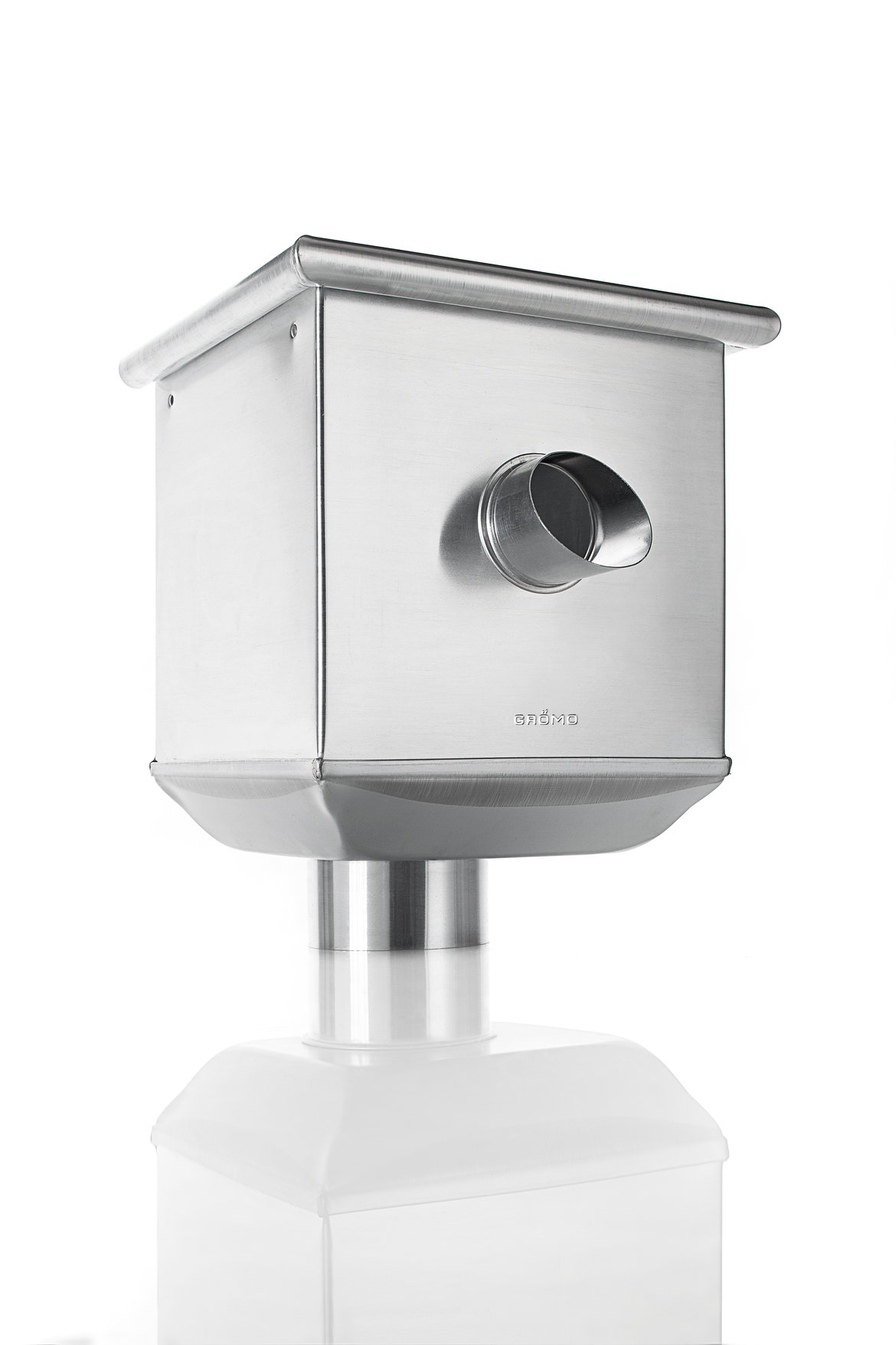 Hopper, cubic eccentric with overflow pipe| GRÖMO